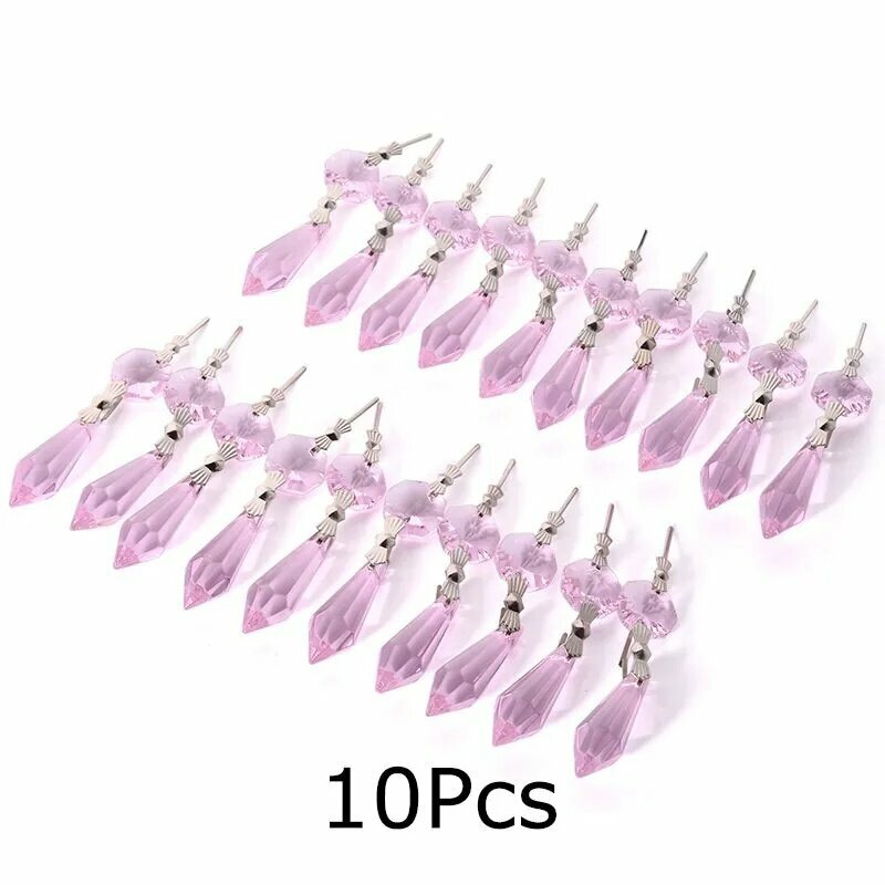 Подвеска из прозрачных бусин восьмиугольной формы для люстры, Подвесное украшение для свадьбы и дома,37 мм, 10 штук