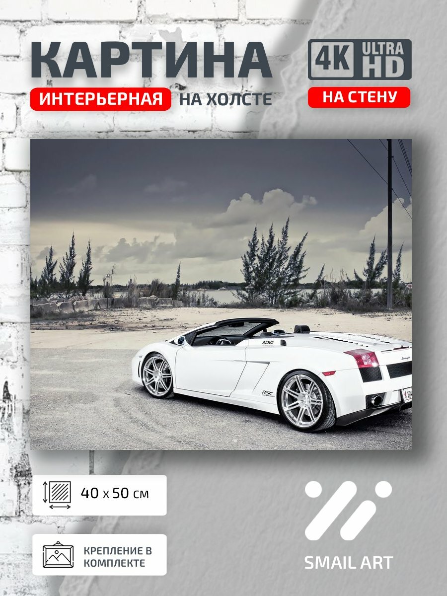 Картина на холсте интерьерная 40 на 50 на стену Машина Lamborgini для геймера авто дизайн