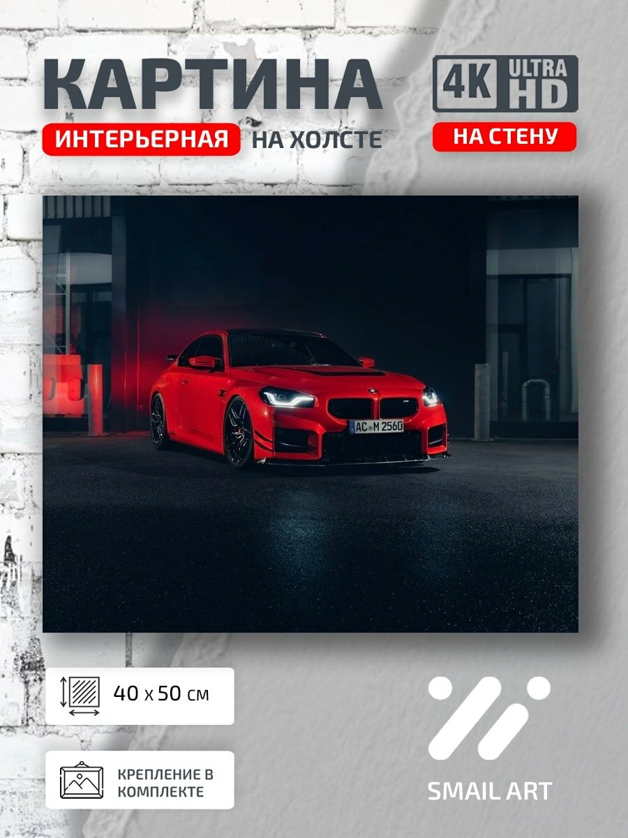 Картина на холсте интерьерная 40 на 50 на стену BMW M2 для гостиной атмосфера