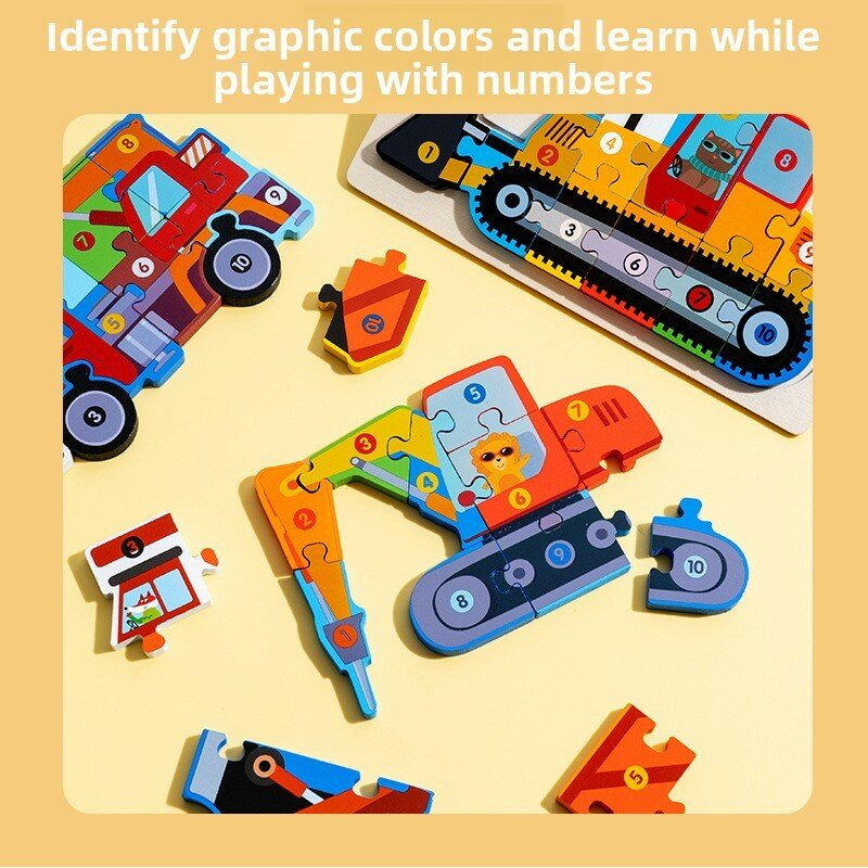 Kids wooden toy construction vehicles puzzle for early education and parentchild bonding sand truck