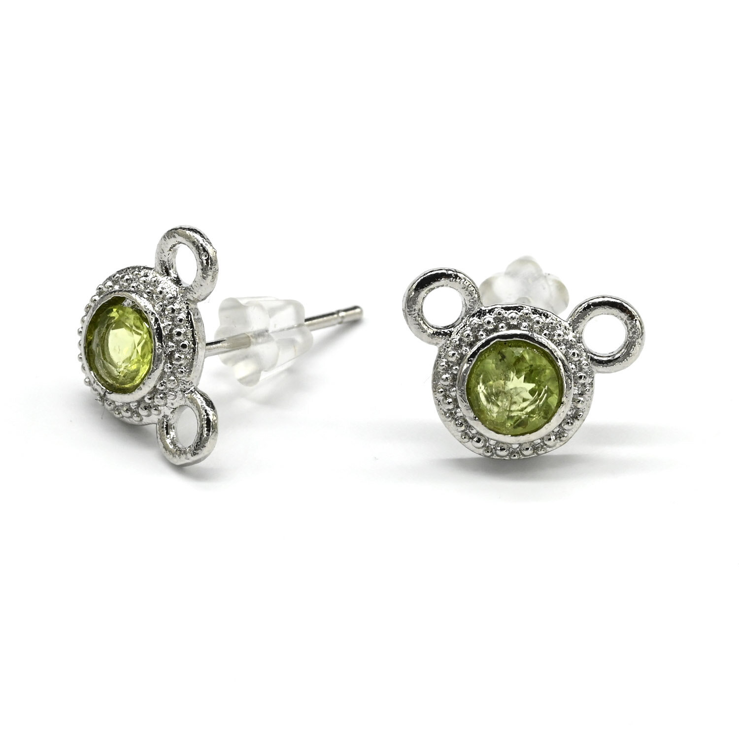 Серьги пусеты, хризолит