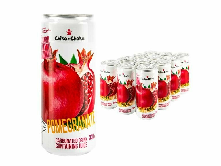 Газированный напиток Chiko-Choko, низкокалорийный, с содержанием сока граната, 0.33 литра 12 шт.