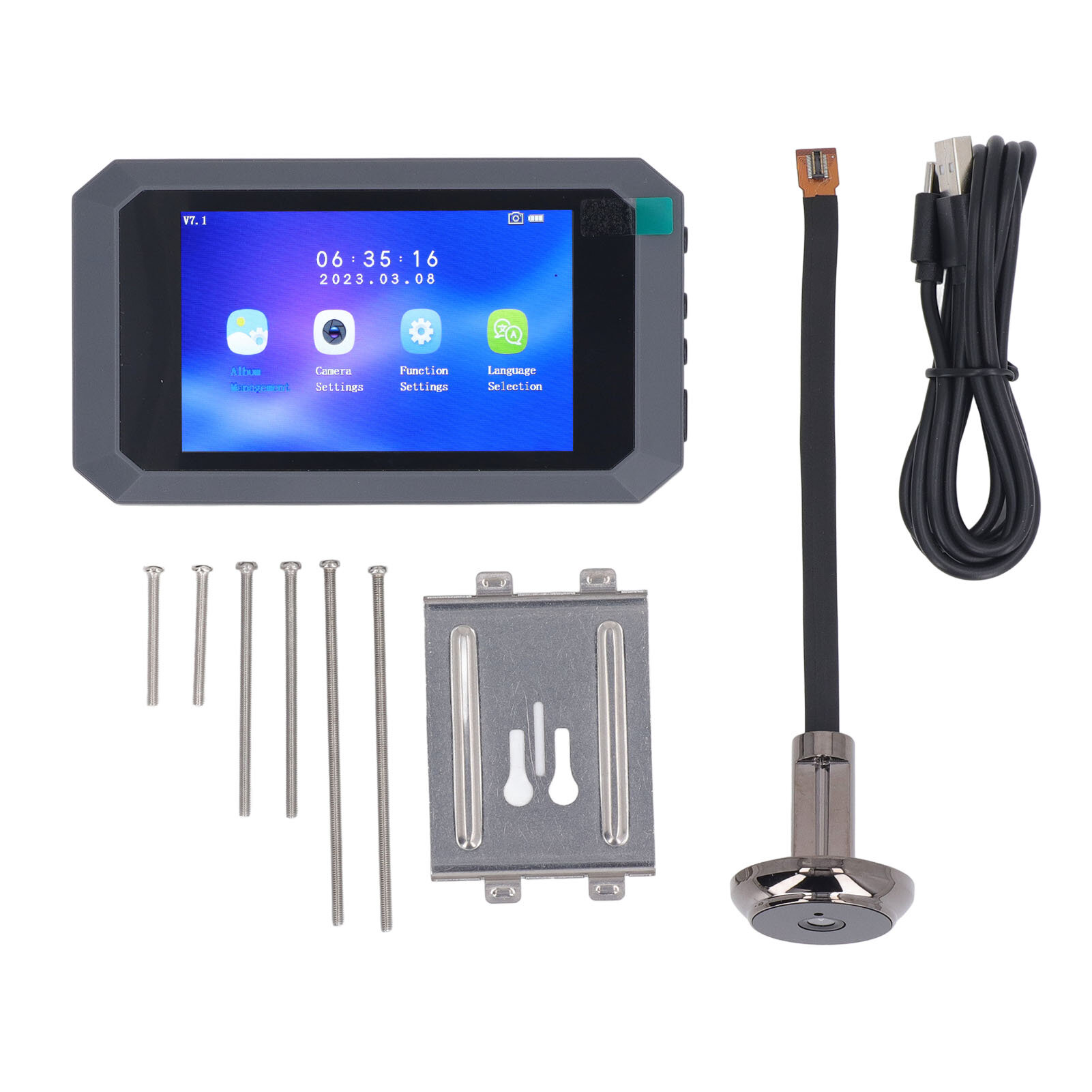 Система видеодомофона с ЖК-экраном 3,97 дюйма, разрешением 1080P, перезаряжаемым PIR-датчиком движения, умным визуальным дверным звонком