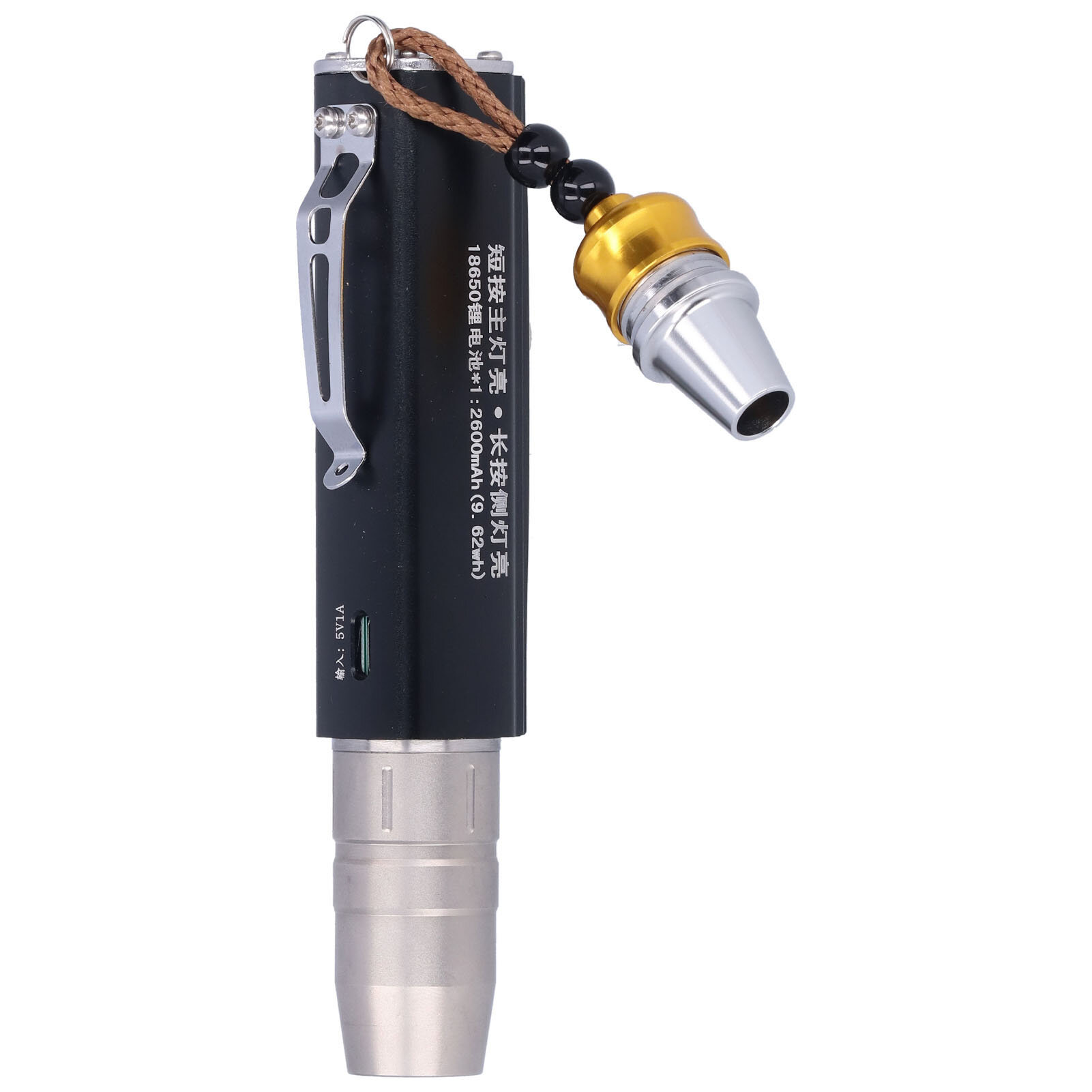 Фонарик для оценки нефрита с функцией зарядки через USB и мощным светом для денег и украшений, материал: нержавеющая сталь + алюминиевый сплав, вес: прибл. 320 г, длина: прибл. 15,5 см, источник света: белый свет + теплы