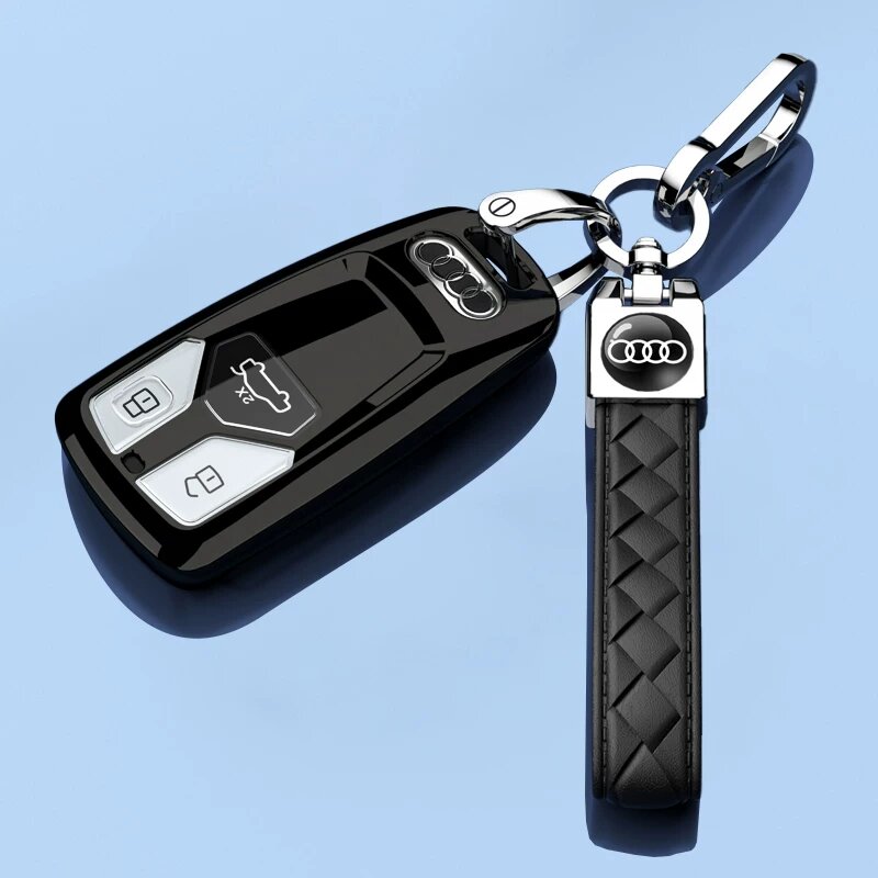 Чехол для ключей Audi Q5L с замком из сукна в тёмно-чёрном цвете - премиум-защитный чехол для автомобильных ключей