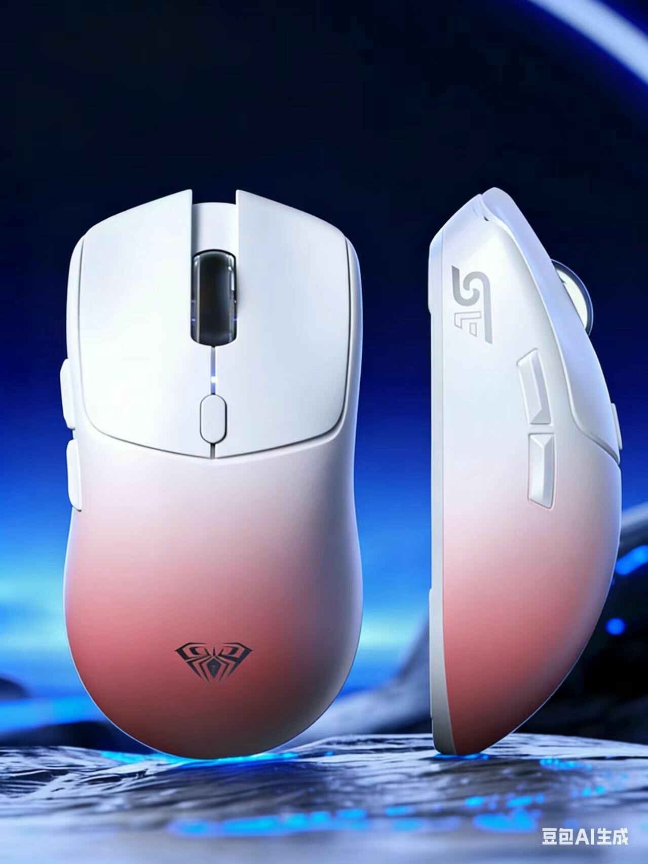 Мышь беспроводная EPOMAKER AULA SC800 Игровая мышь 2-в-1 (проводная/2.4 ГГц), датчик PAW3395, DPI 26000, 5 кнопок, 250 мАч, белый, светло-розовый