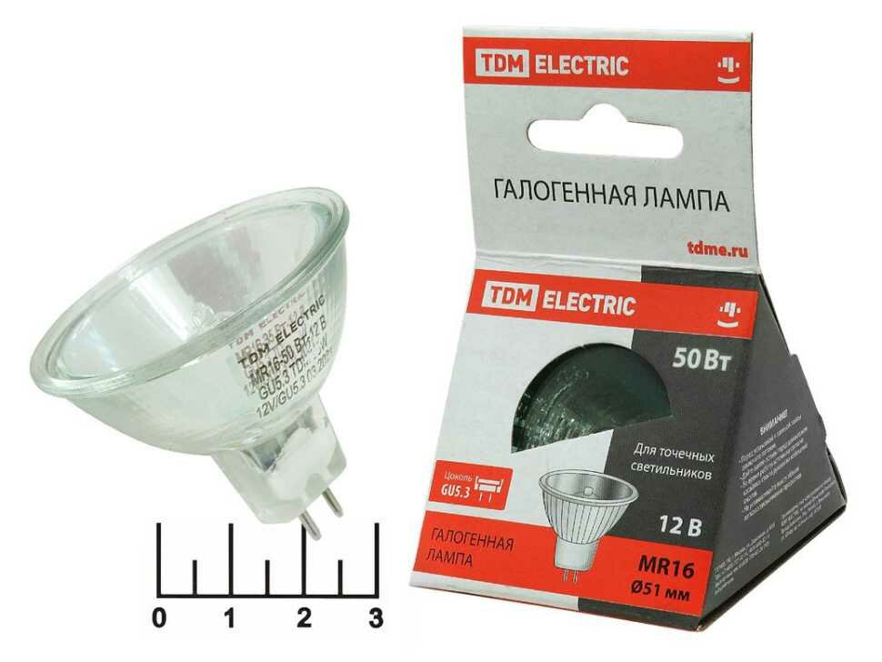Лампа галогенная 12V 50W MR16 GU5.3 TDM (0341-0007)
