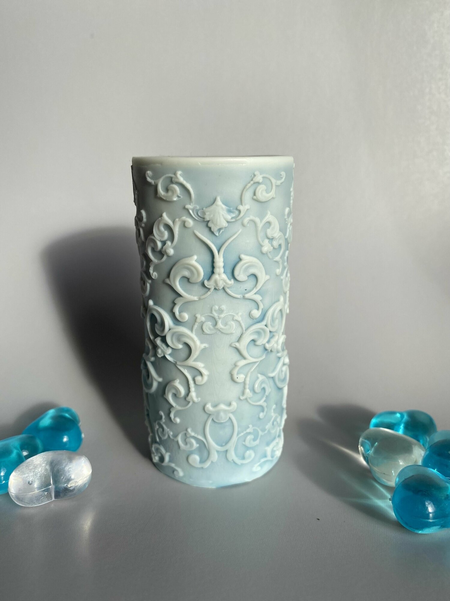 Форма силиконовая для свечей, мыла, гипса, смолы, бетона "Цилиндр цветок" размер свечи 10*5 см, вес 140 гр.