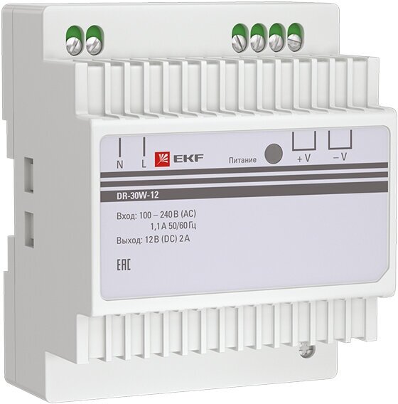 Блок питания 12В DR-30W-12 EKF PROxima | код. dr-30w-12 | EKF (4шт. в упак.)