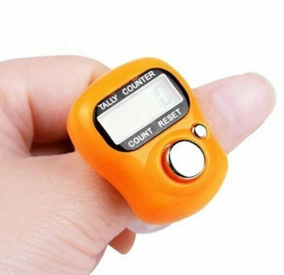 Счетчик рядов электронный для вязания, с ремешком на палец, оранжевый / Электронный ручной счетчик нажатий