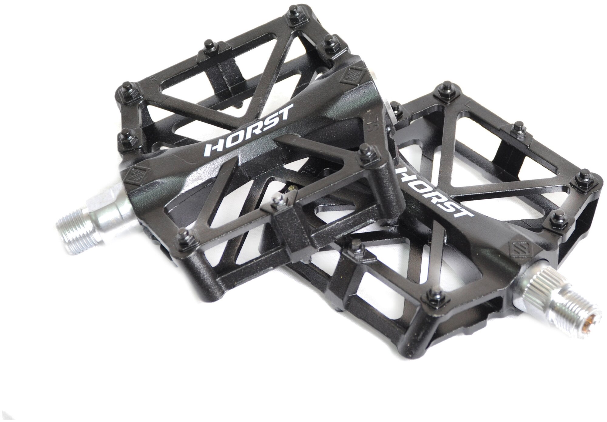 Педали для велосипеда алюминиевые H36 широкие с 2-мя герметичными промподшипниками 92*95*15мм, 420 г черные HORST
