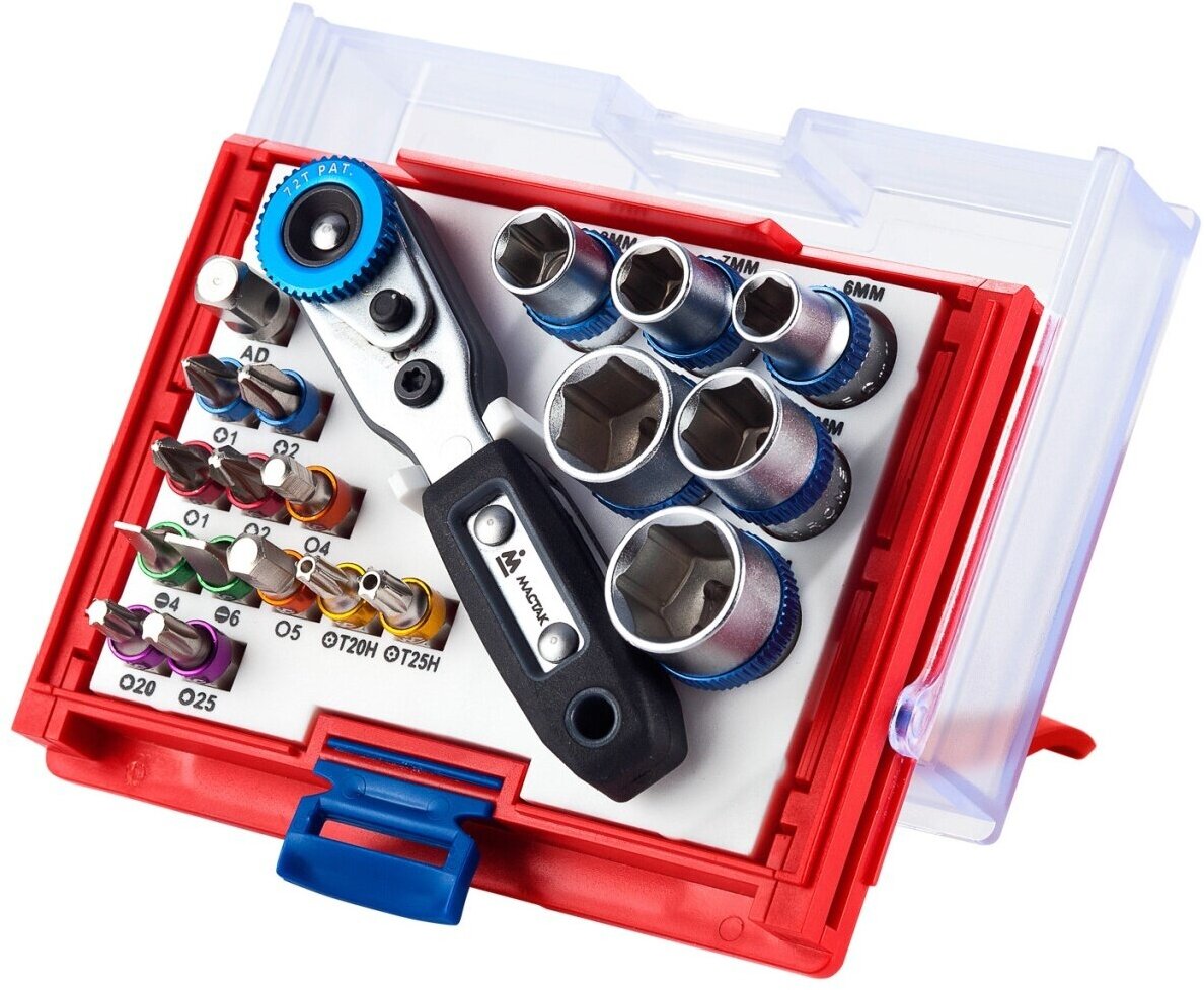 Набор вставок (бит) 1/4", PH, PZ, Hex, Torx, Slotted, 20 предметов мастак 058-10020C