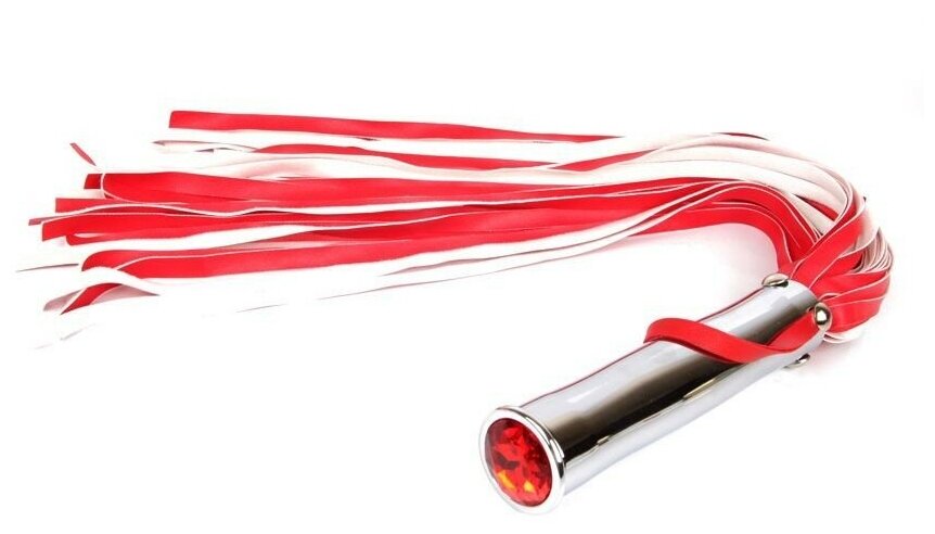 Notabu Плеть-флоггер с кристаллом на рукояти 58 см (NTB-8048X), красный