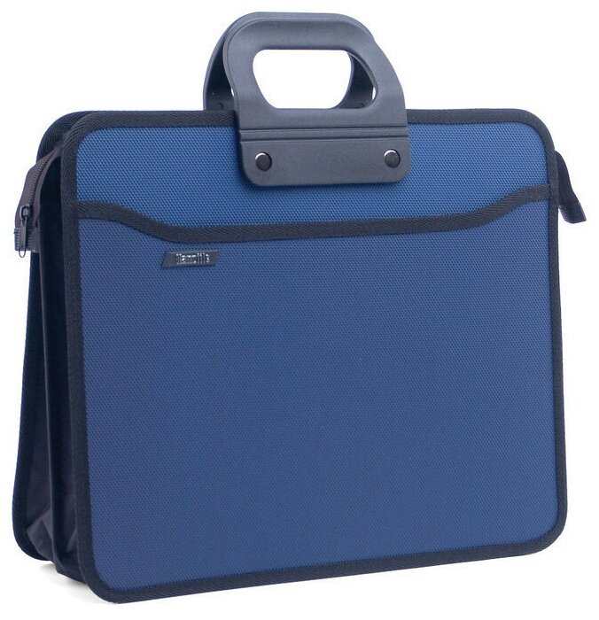 Папка-портфель пластиковая А4+ синяя (390x320 мм, 4 отделения, усиленная ручка) Attache 207583