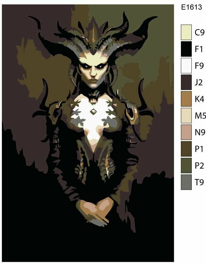 Детская картина по номерам E1613 "Игра Diablo (Диабло). Лилит дочь Мефисто" 20x30