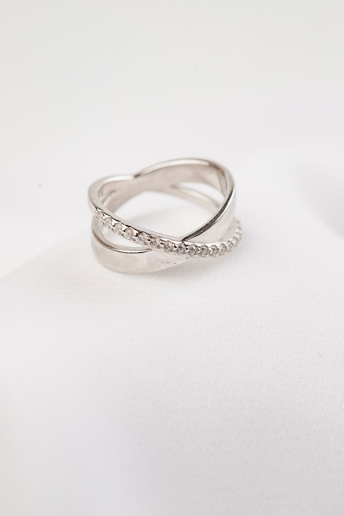 Кольцо, серебро, 925 проба, родирование, фианит