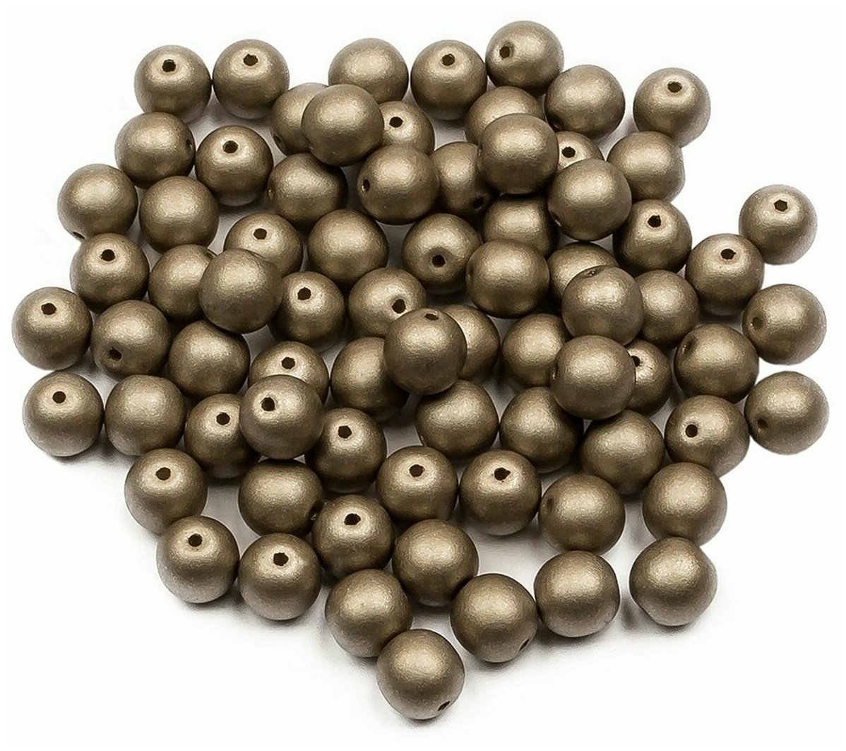 Стеклянные чешские бусины, круглые, Round Beads, 6 мм, цвет Alabaster Metallic Grey, 75 шт.