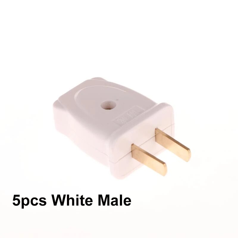 Конвертируемая вилка CHENJ 2-полюсная 10А Белый, 5pcs White Male
