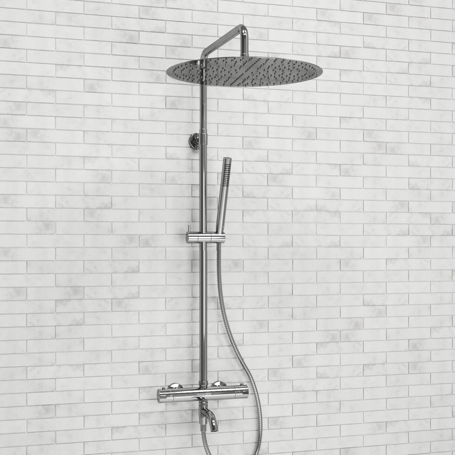 Душевая система WasserKRAFT A188.117.137.010. CH, с термостатом и тропическим душем, хром