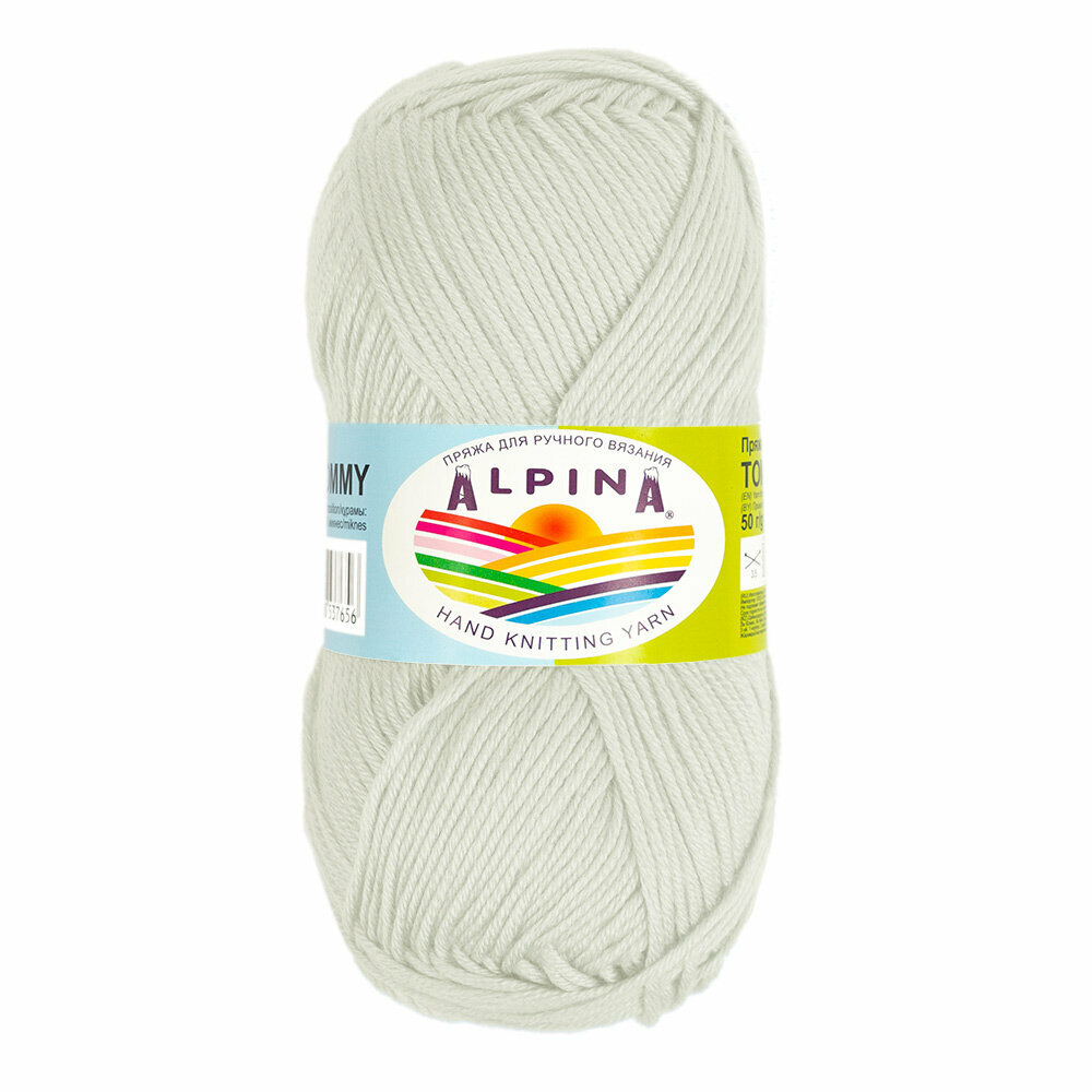 Пряжа ALPINA "TOMMY" 100% микнес 10 шт. х 50 г 130 м +- 10 м №003 молочный