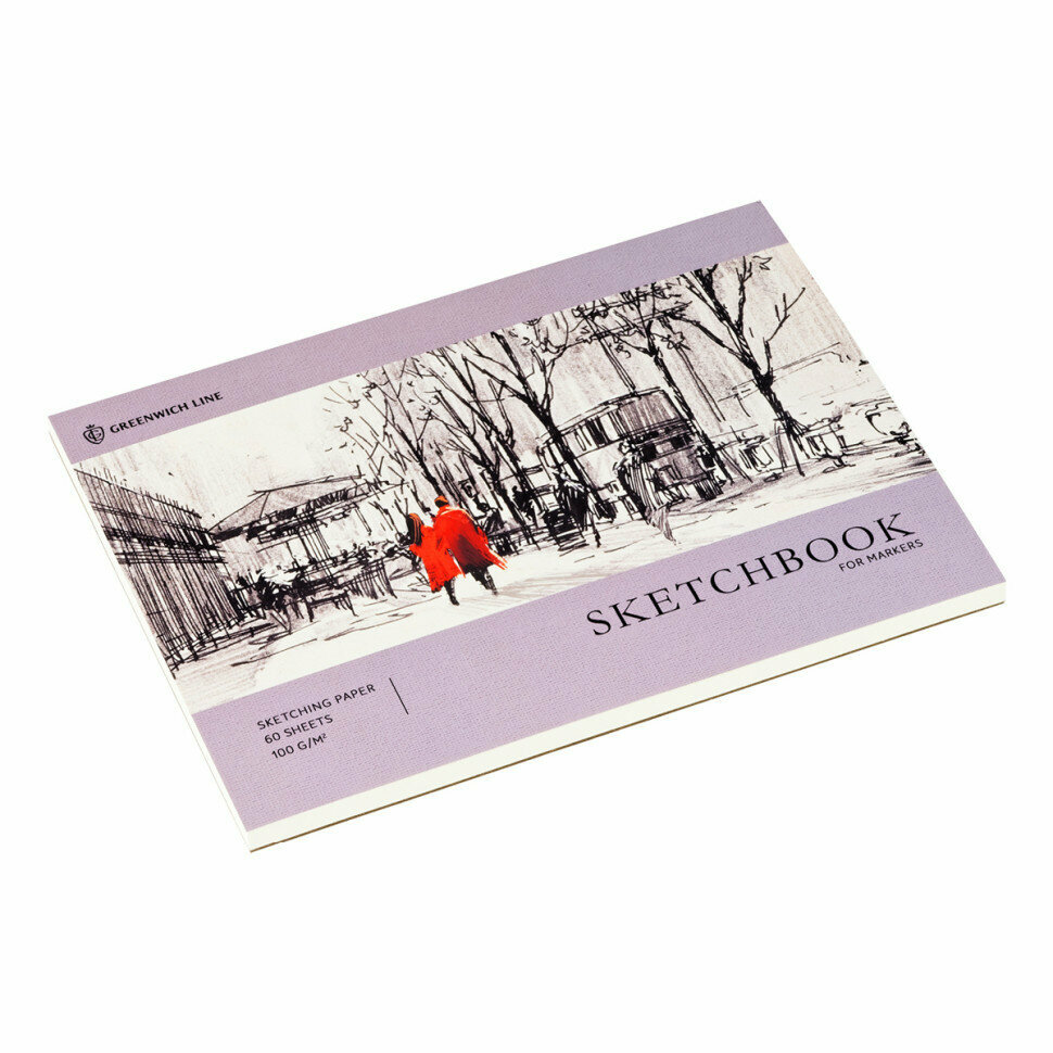 Скетчбук для маркеров 60л, А5 Greenwich Line "City walk", на склейке, 100г/м2, 344719
