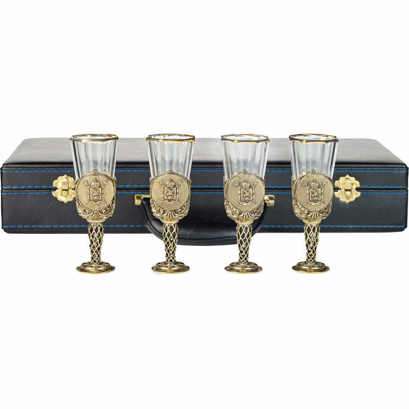 Набор из четырёх рюмок-лафитников "Герб Москвы" (50 мл)