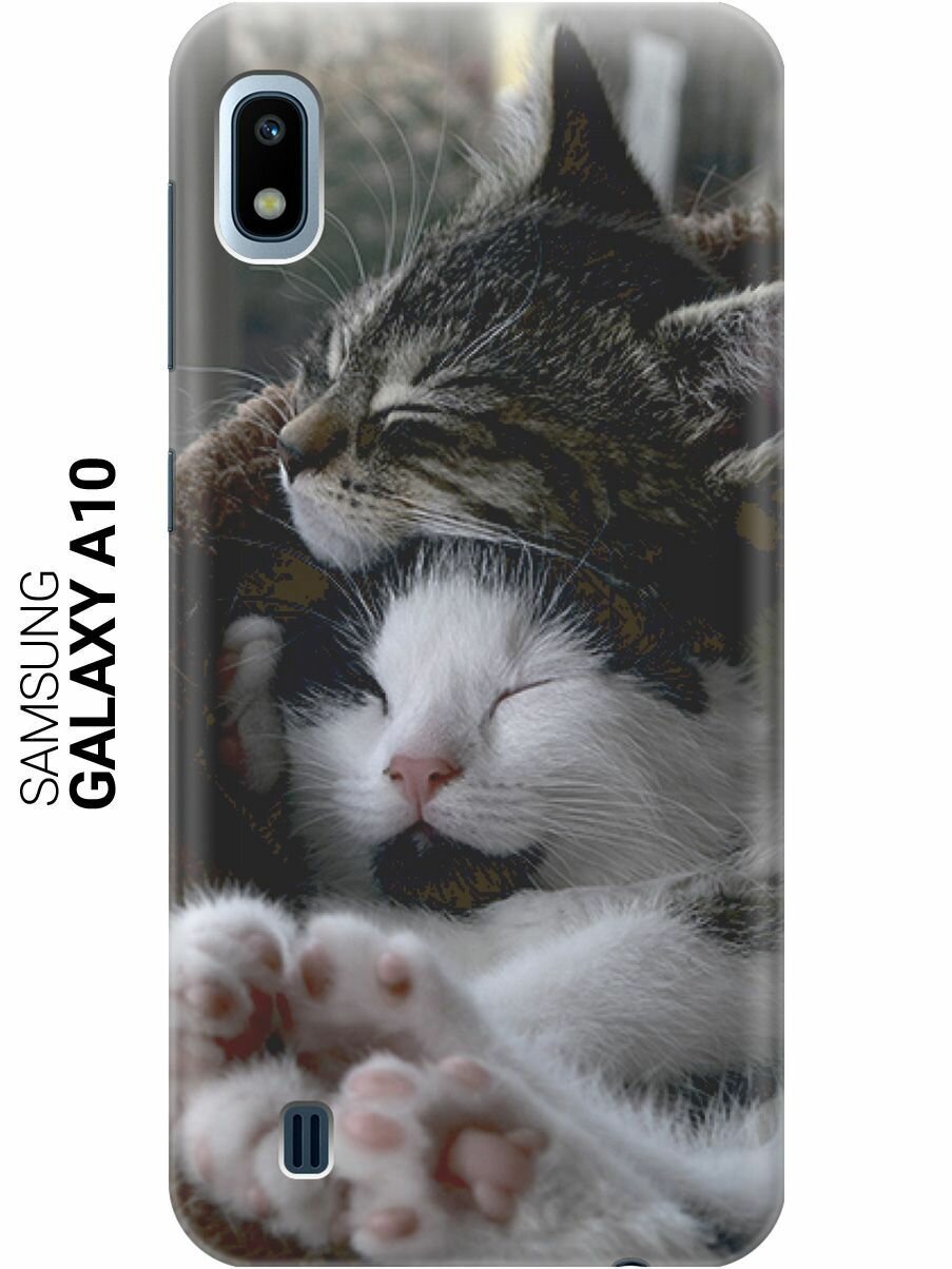 Силиконовый чехол на Samsung Galaxy A10, Самсунг А10 с принтом "Отдыхающие котики"