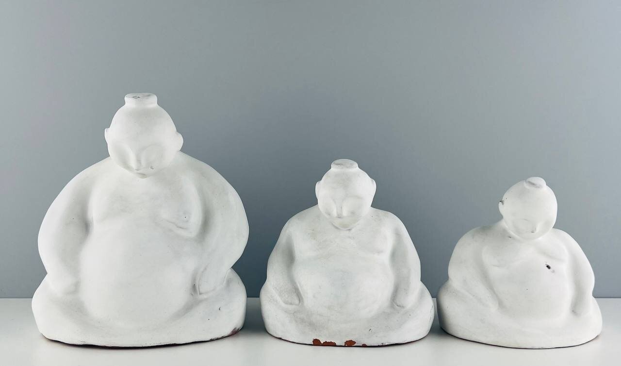 Винтажный набор статуэток "Будда. Семья". Керамика. Россия, 1990-е.