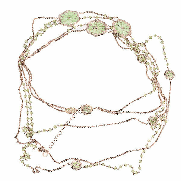 Колье, серебро, 925 проба, эмаль, перидот