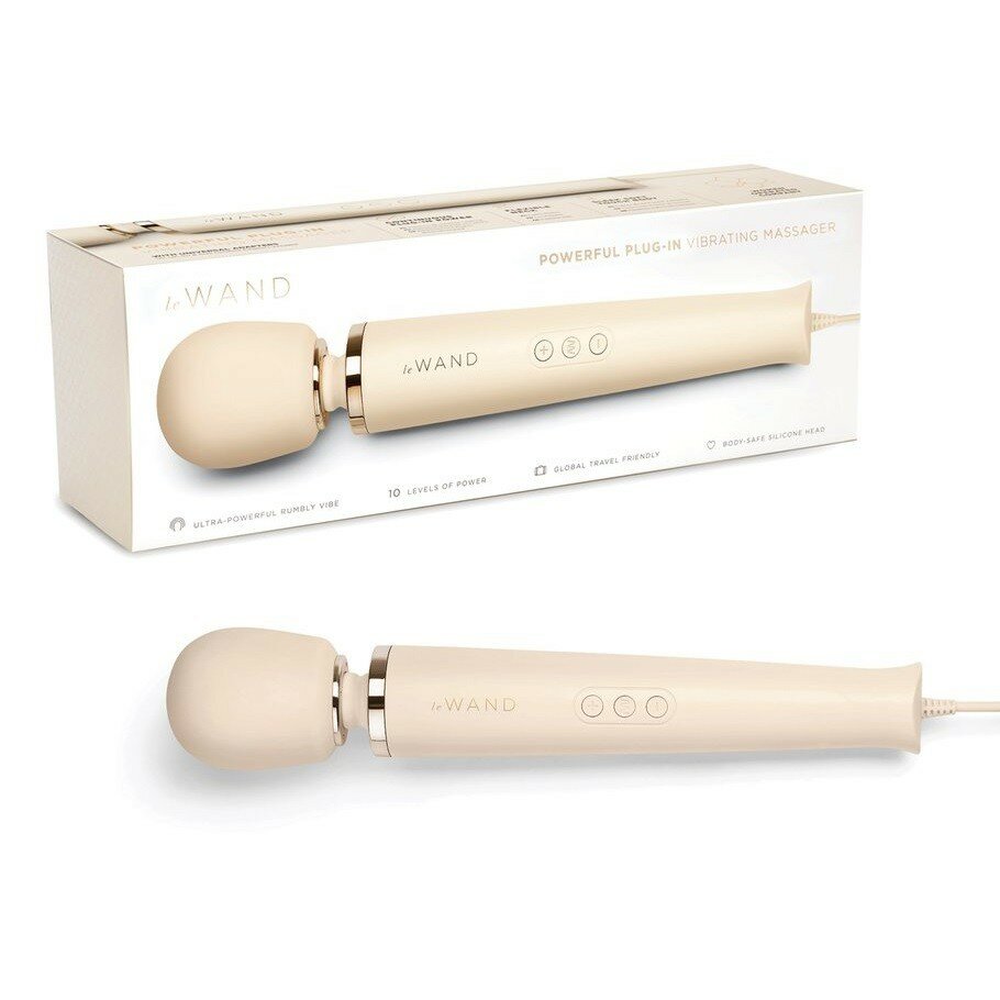 Кремовый проводной вибромассажер Le Wand Cream с 10-ю скоростями