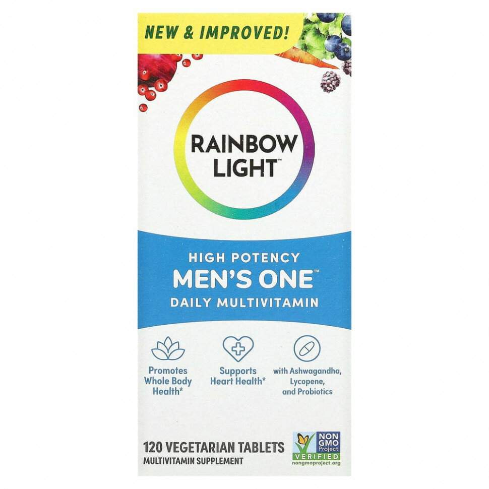 Rainbow Light, Men's One, мультивитаминная добавка для мужчин, высокая эффективность, 120 вегетарианских таблеток