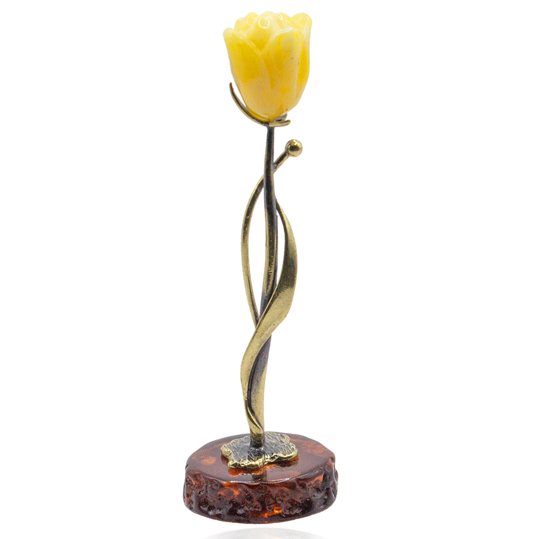 Статуэтка "Желтый тюльпан" с янтарем