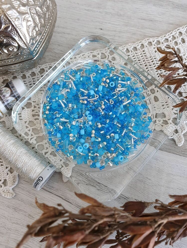 Бисер японский микс (Mix Toho) голубой 3223, 20 грамм