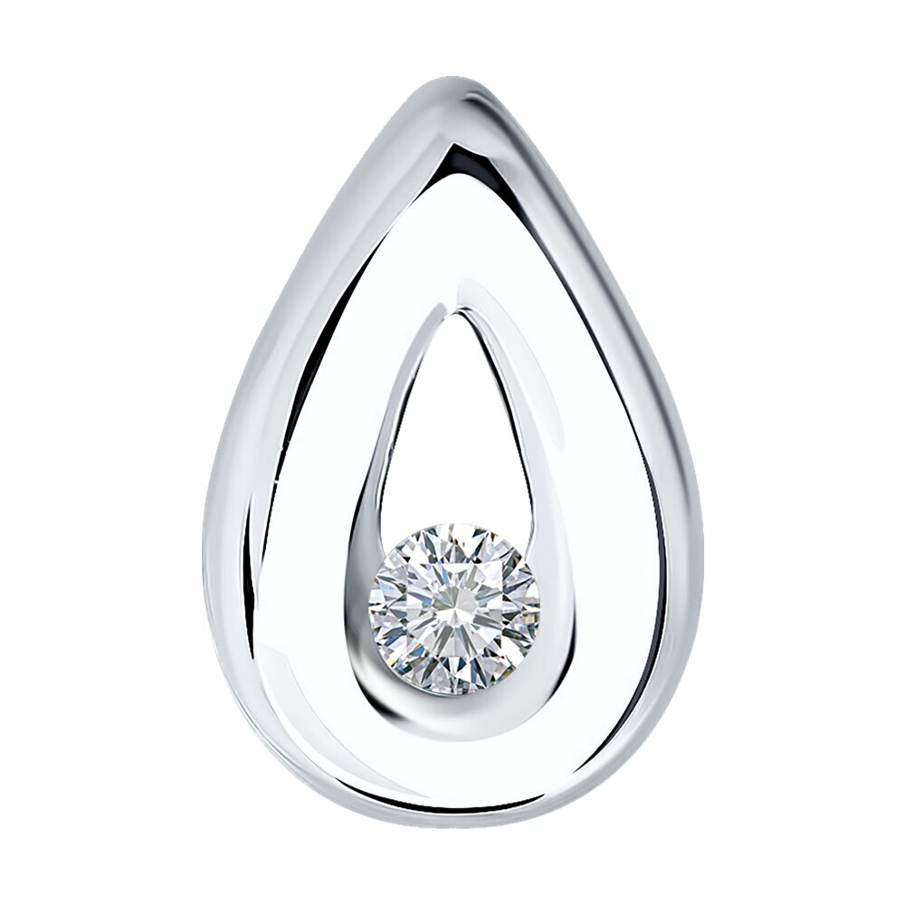 Подвеска, белое золото, 585 проба, бриллиант выращенный