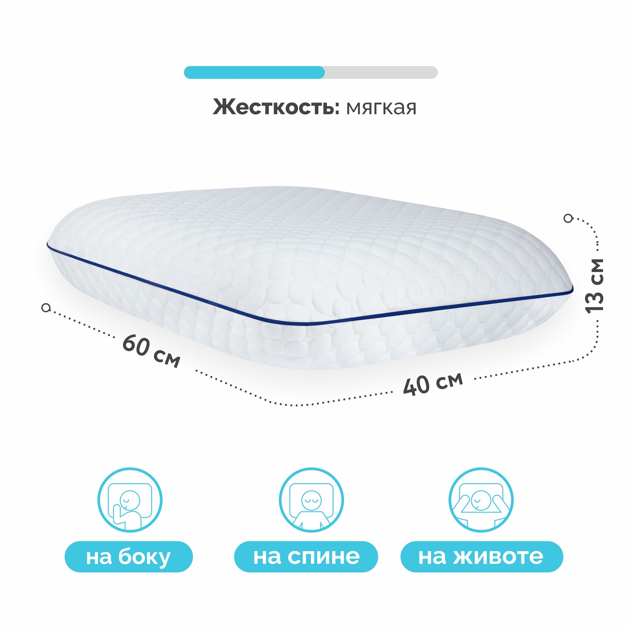 Подушка ортопедическая с эффектом памяти SleepUP Soft L