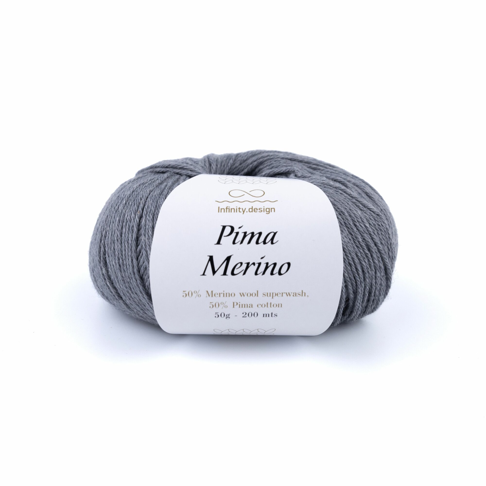Пряжа INFINITY Pima Merino (1053 DARK GRAY) (1 моток), 50% мериносовая шерсть, superwash, 50% pima хлопок, 50г, 200м