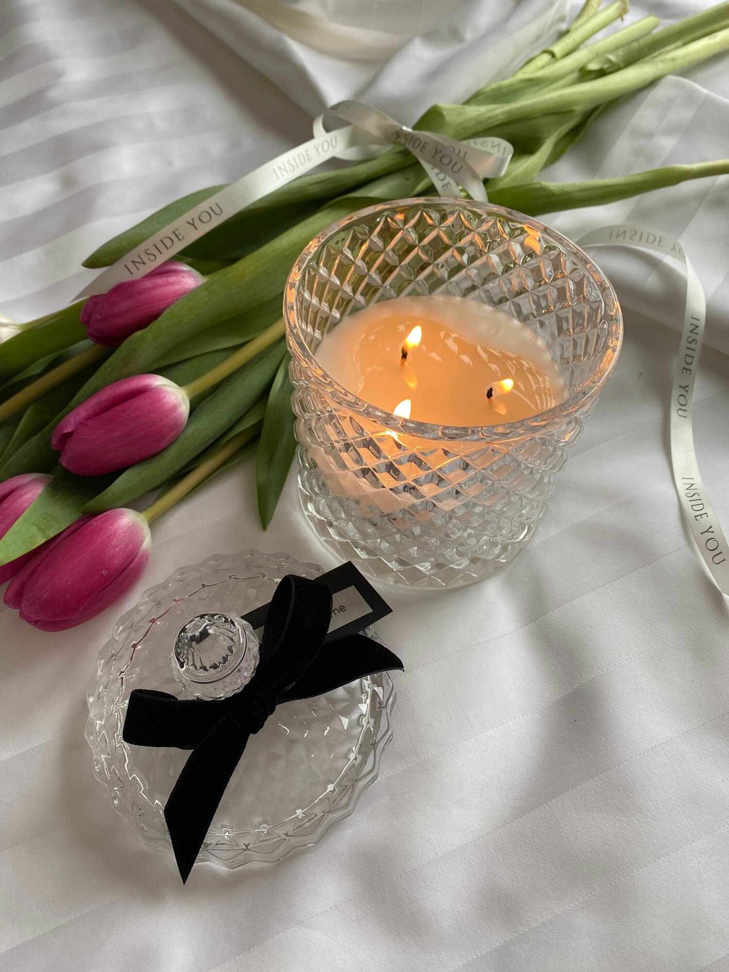 Свеча ароматическая восковая 500 мл INSIDE YOU “Soft Cashmere “, 3 хлопковых фитиля