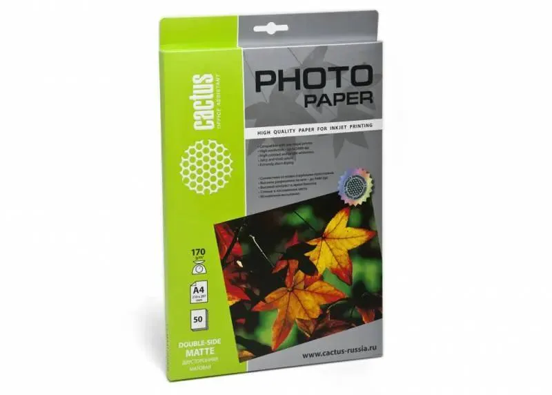 Фотобумага Cactus CS-MA417050DS A4/170г/м2/50 л/белый, матовая, для струйной печати