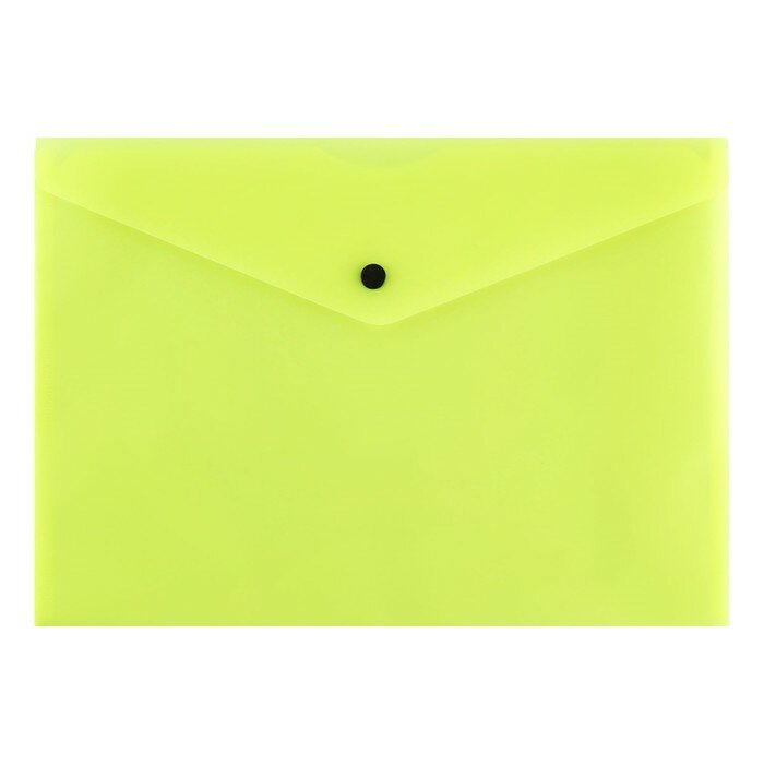 Папка-конверт на кнопке А4, 180 мкм, Calligrata Neon, полупрозрачная, неон желтый, 10 шт.