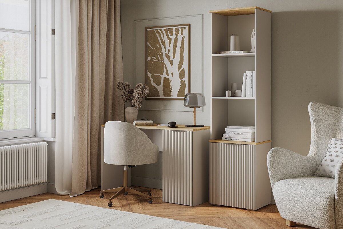Детская МебельЛэнд24 Салерно Кашемир 170x50x190 бежевый со столом со стеллажом