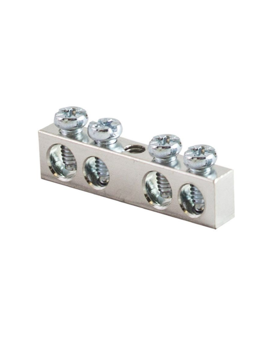 Шина N нулевая 6х9мм 4/1 (4 группы/крепеж по центру) никелированная TDM {SQ0801-0301} (1 шт)