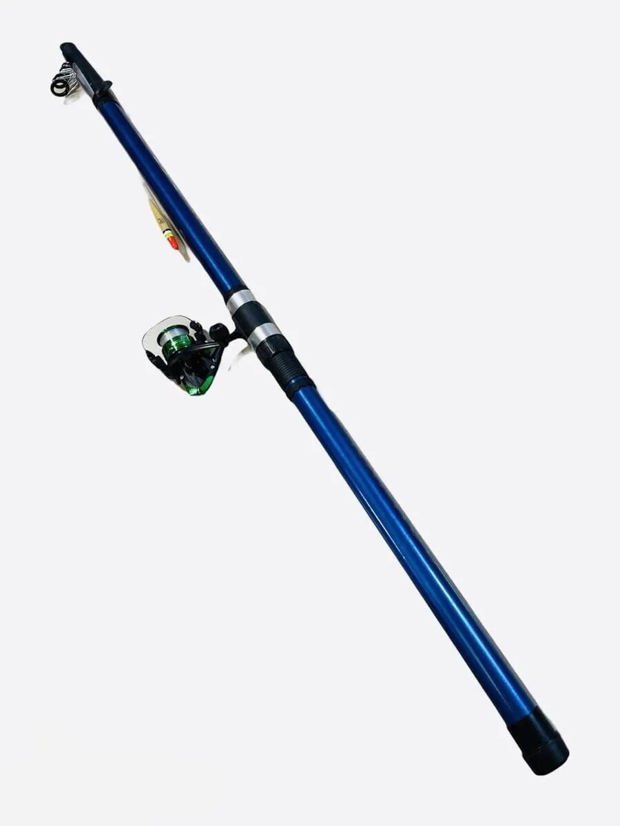 Удилище телескопическое в сборе с катушкой 2000, леской, поплавком и крючками, 600 см