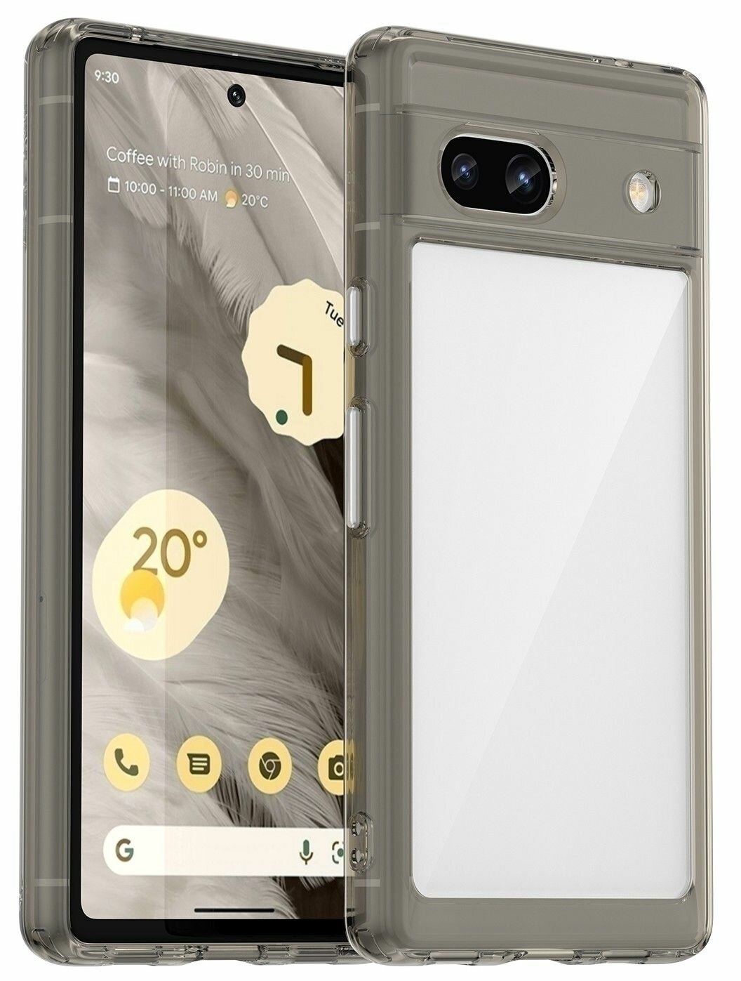 Чехол на Google Pixel 7A пластиковый с силиконовой окантовкой серый