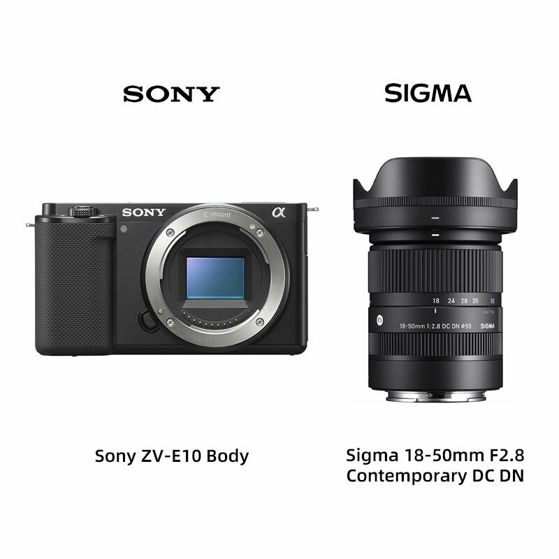 Беззеркальная цифровая камера Sony ZV-E10+Sigma18-50mm F2.8 с объективом 4k video blog live black
