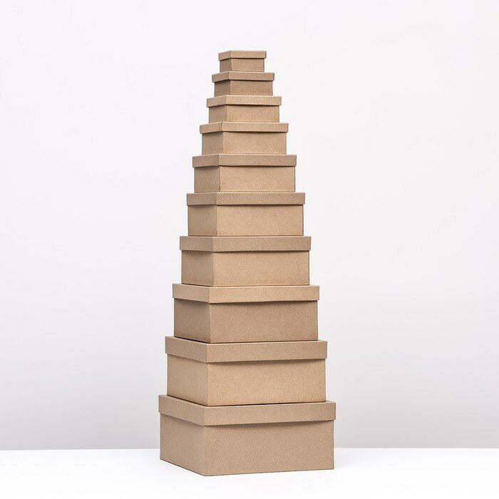 Набор коробок квадратных 10 в 1 крафт ,24,5 х 24,5 х11,5 - 6,5 х 6,5 х 4 см, 9608564