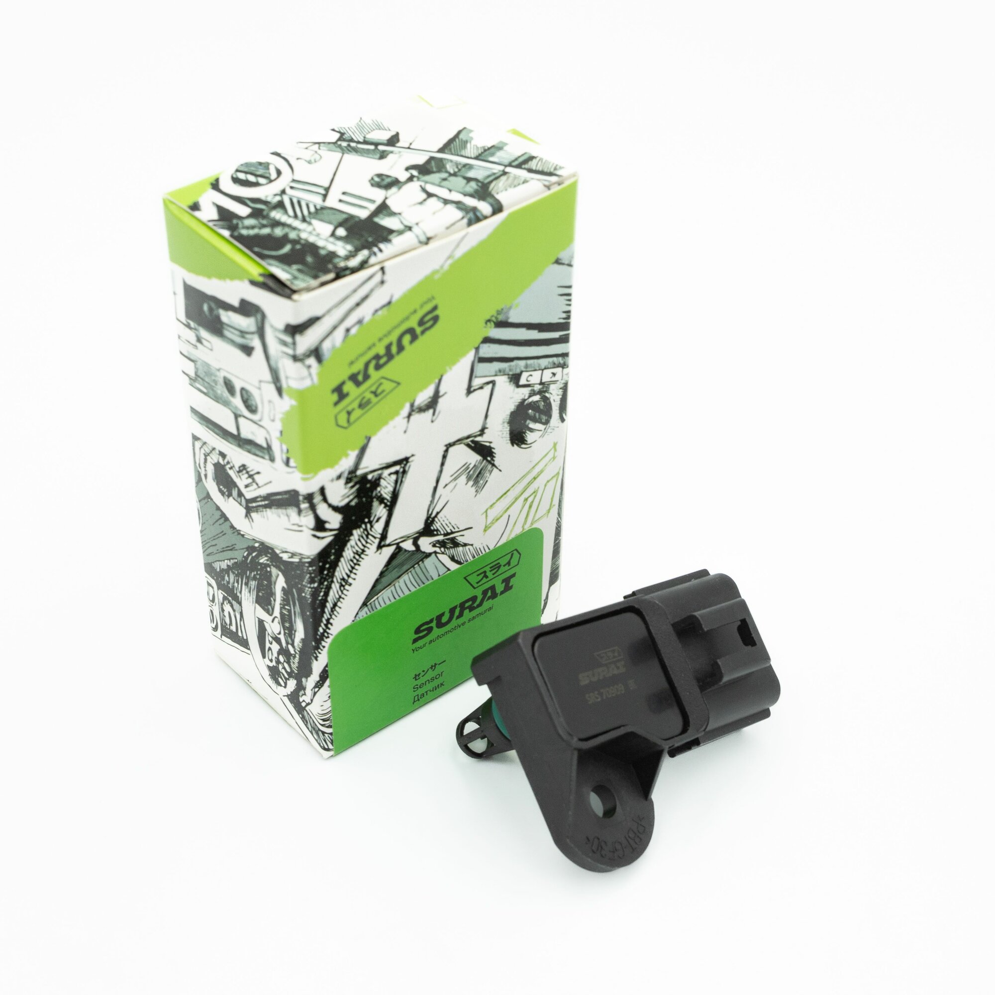 Датчик абсолютного давления SURAI для Ford Fiesta V (05-), Focus II (04-), Mondeo (00- и 07-), Transit, Mazda, Volvo (SRS 70909, MAP-датчик датчик вакуума)