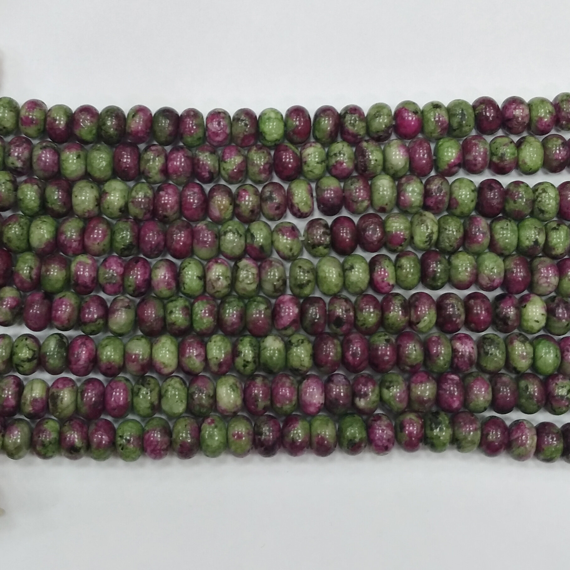 Бусины каменные, цоизит, рондель, 6.5х4мм, 92 шт, низка