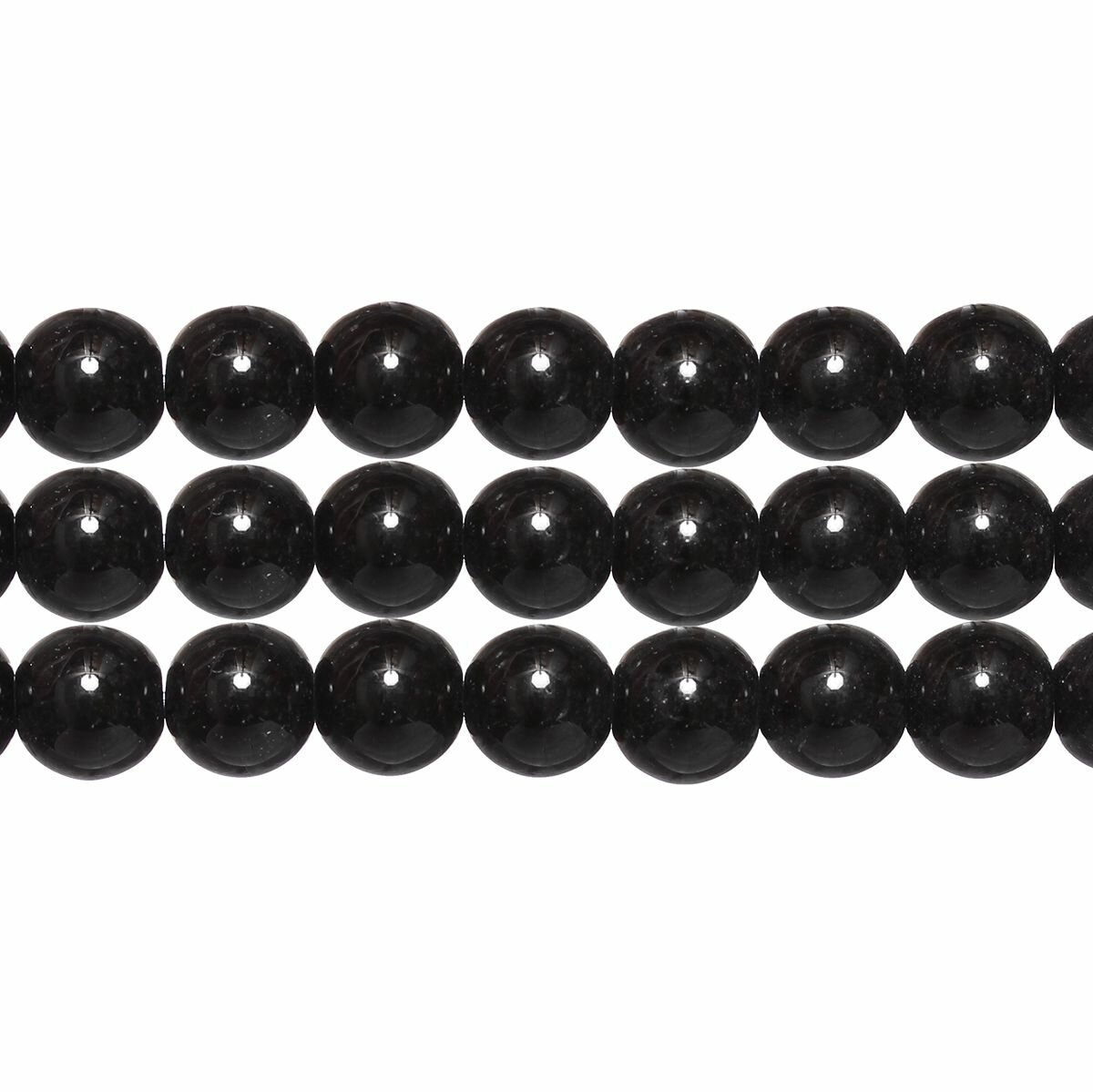 Бусины стеклянные, 10мм, черные, 30 шт, низка