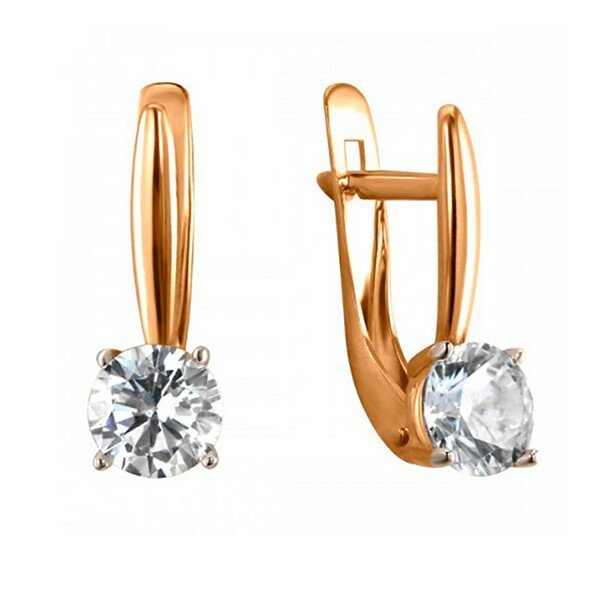 Серьги, красное золото, 585 проба, фианит