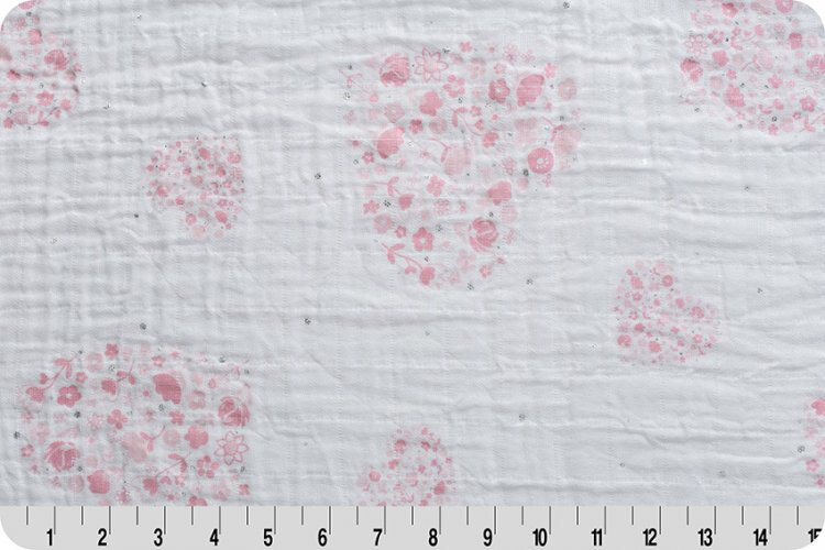 "PEPPY" Ткань муслиновая фасовка EMBRACE METALLIC 100% хлопок 100 х 125 см ± 2 см Shannon Fabrics emmsweetheart blush/silver